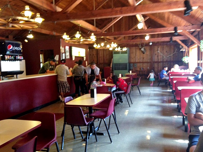 The rustic restaurant provides hearty meals with exposed beams that complement your recent underground architectural appreciation tour.
