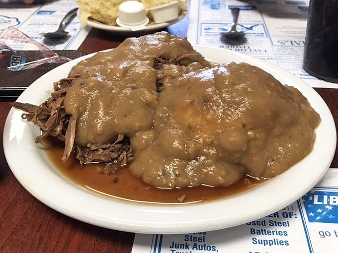 Roast beef swimming in rich gravy—a comfort food classic that makes you want to call your mother and thank her for teaching you about good food.