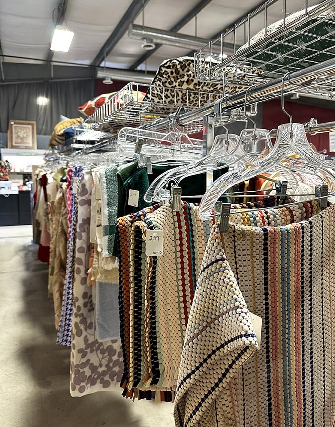 Textiles and linens hanging like art in a gallery. These aren't just rugs and curtains&mdash;they're room transformations on a budget.