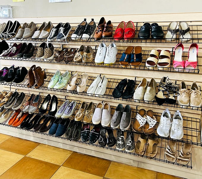 Shoe lovers will lose their minds (and find new soles) in this meticulously organized footwear section. From practical flats to party-ready heels, your next favorite pair awaits.