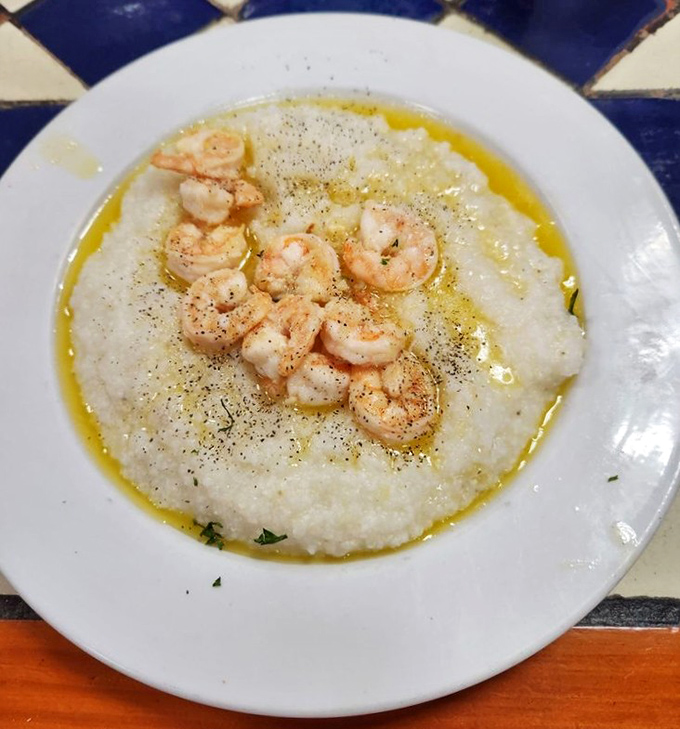 Shrimp and grits that would make a Southerner weep with joy&mdash;buttery, creamy comfort topped with perfectly seasoned crustacean jewels.