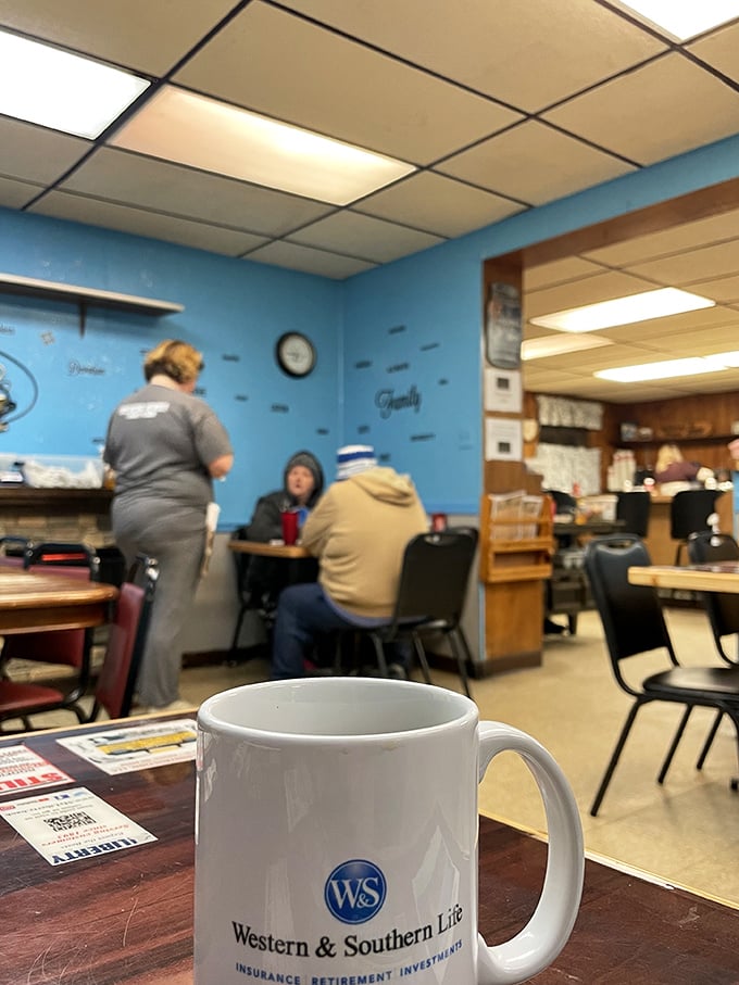 The best conversations happen over coffee mugs in places where the walls are blue and the welcome is warm.