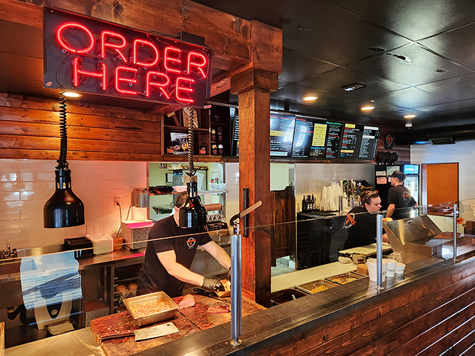 Behind-the-scenes magic happens here, where skilled hands transform raw ingredients into smoky barbecue poetry