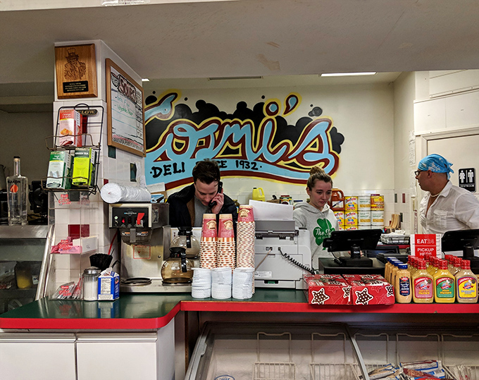 The sandwich artisans at work. Behind every great hoagie is a team of dedicated professionals who take Philadelphia's sandwich reputation very seriously.