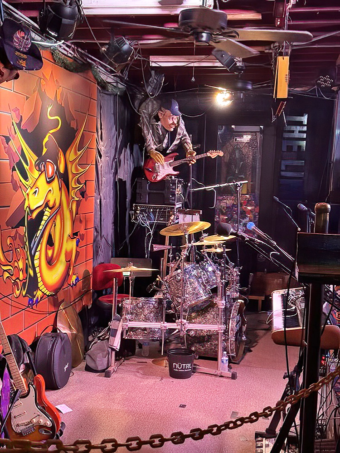 Where musical magic happens nightly. This intimate stage has hosted countless blues riffs and rock solos that keep patrons coming back.