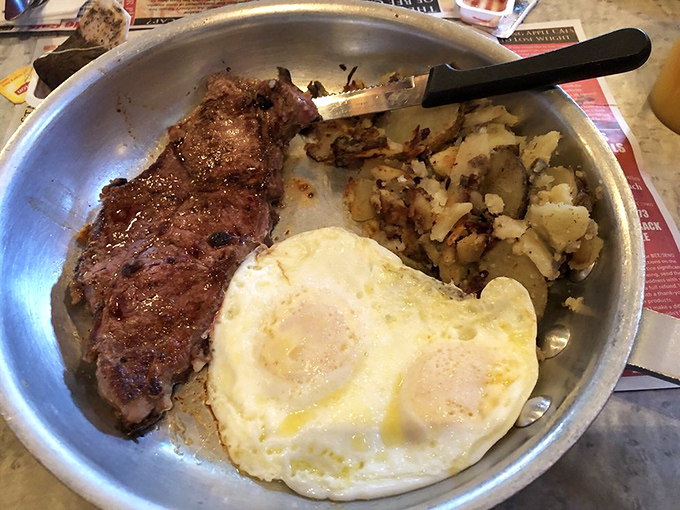 Steak and eggs&mdash;the breakfast of champions, or anyone who plans to skip lunch. That golden yolk is nature's perfect sauce.