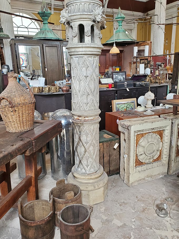 This ornate stone column wasn't mass-produced in a factory last week—it was hand-carved by artisans who took pride in details most modern builders skip.