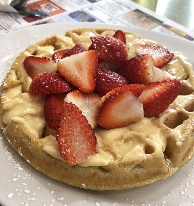 Not all heroes wear capes&mdash;some wear strawberries and cream. This waffle creation bridges the gap between breakfast and dessert with delicious diplomacy.