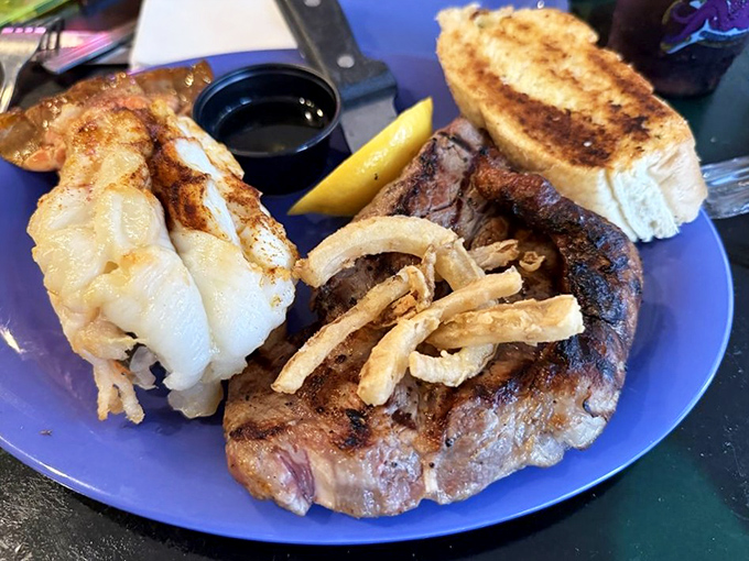 Surf and turf that settles the age-old debate of land versus sea with a diplomatic "why not both?"