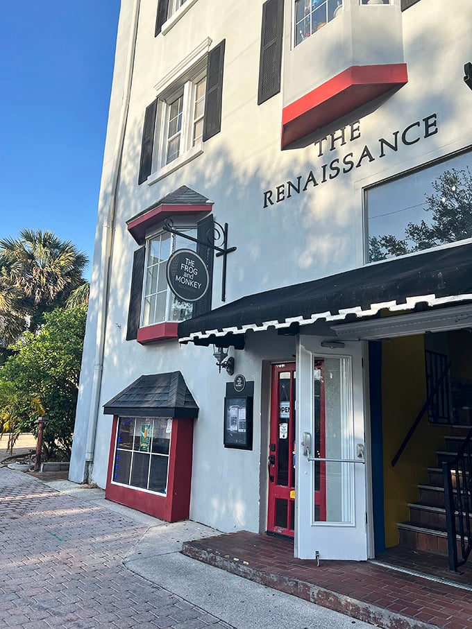 The Renaissance building houses The Frog and Monkey, where British pub tradition meets Florida's laid-back attitude.