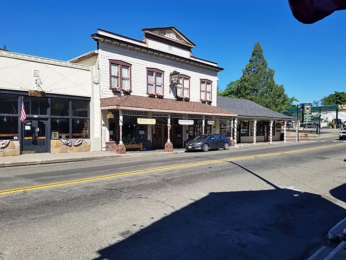 The Mariposa Marketplace's classic facade has witnessed generations of shoppers, conversations, and community connections since the Gold Rush days.