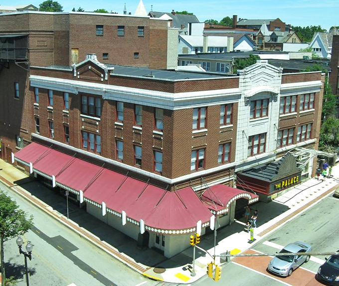 The Palace Theatre's classic marquee promises entertainment the way it used to be&mdash;before streaming services turned us all into couch potatoes.