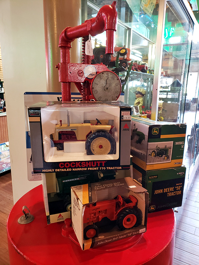 Farm history in miniature precision. These toy tractors represent the machines that transformed American agriculture and rural childhoods alike.