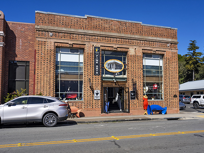 The Vault Gallery's brick fa&ccedil;ade houses artistic treasures in a building that's as much a part of Cambria's character as the art inside.