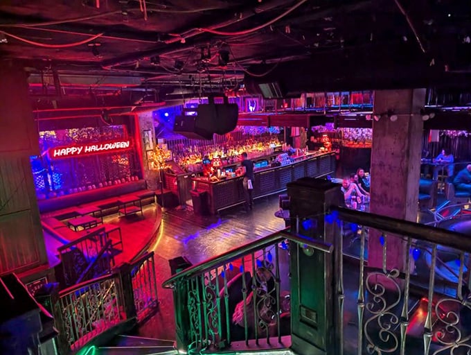 The bird's eye view reveals this restaurant's impressive scale and attention to atmospheric detail. 