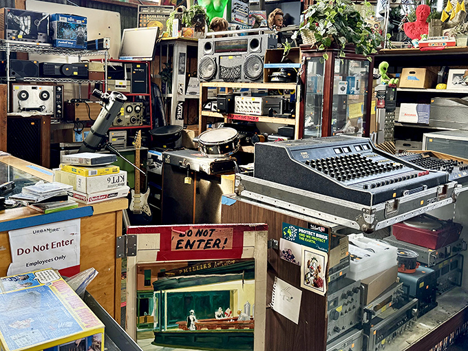 A treasure trove of audio equipment that would make any vinyl enthusiast or aspiring DJ from 1985 weep with joy.
