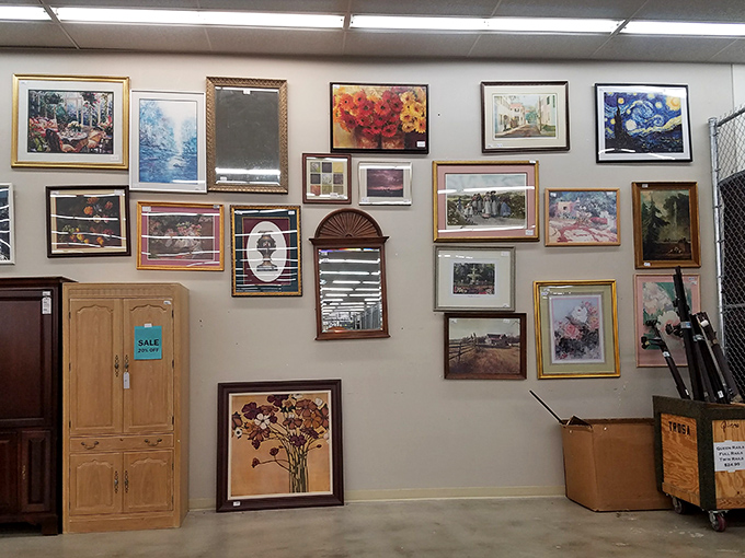 The wall art gallery – where someone's discarded "Starry Night" reproduction becomes your living room's sophisticated new conversation piece.