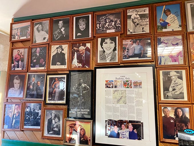 Hollywood meets Sedona at this photo wall. Turns out famous people need good omelets too &ndash; they're just like us!