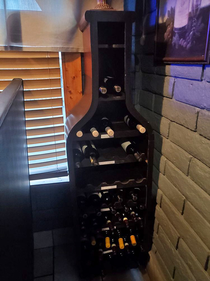 Wine storage that suggests someone here understands that good meals, like good friendships, improve with age.
