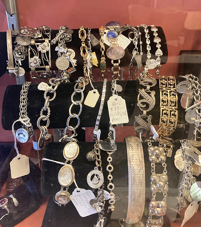 Jewelry that tells stories from wrist to neck. Each bracelet waited decades for the right person to continue its journey.