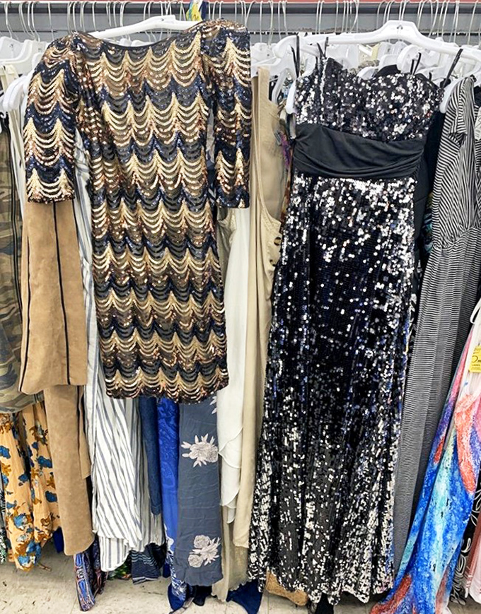 Sequins and patterns galore&mdash;where last season's party dresses wait patiently for their next dance floor debut.