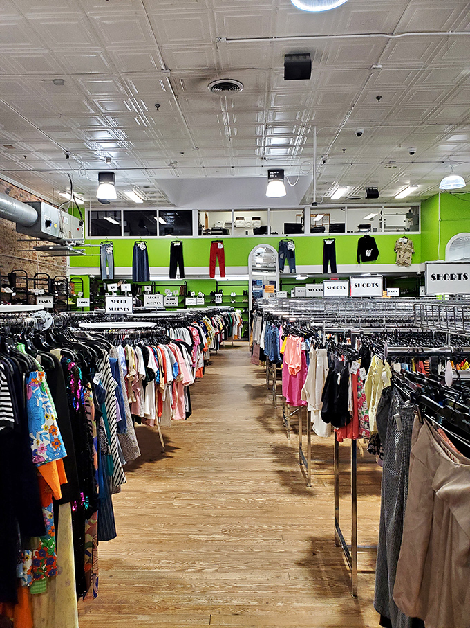 Clean, organized aisles defy secondhand stereotypes. This isn't your grandmother's thrift store (unless your grandmother was incredibly cool).