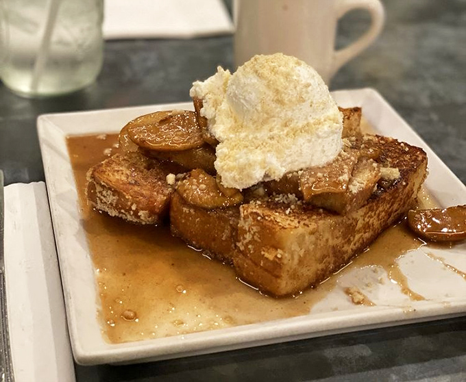French toast that makes you question every other breakfast decision you've ever made. That scoop of ice cream is melting with purpose.