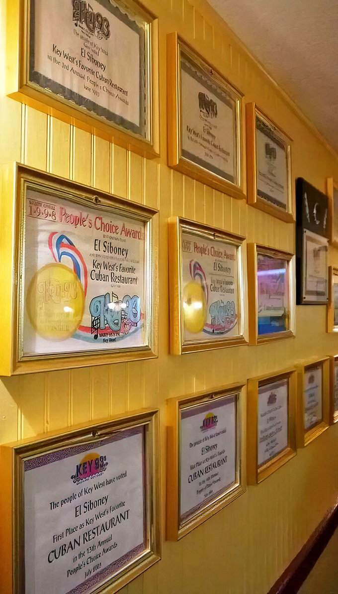 A wall of awards that tells the story without bragging. When locals vote you the best year after year, you're doing something right.