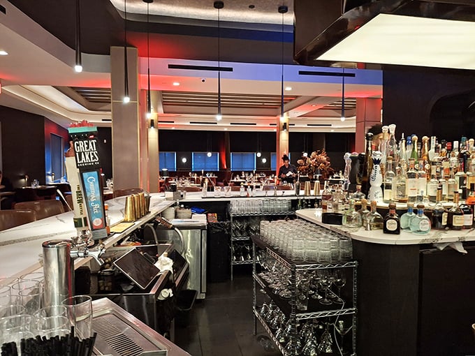 The bar at Fahrenheit isn't just stocked&mdash;it's an arsenal of liquid possibilities with enough glassware to survive a very sophisticated apocalypse.