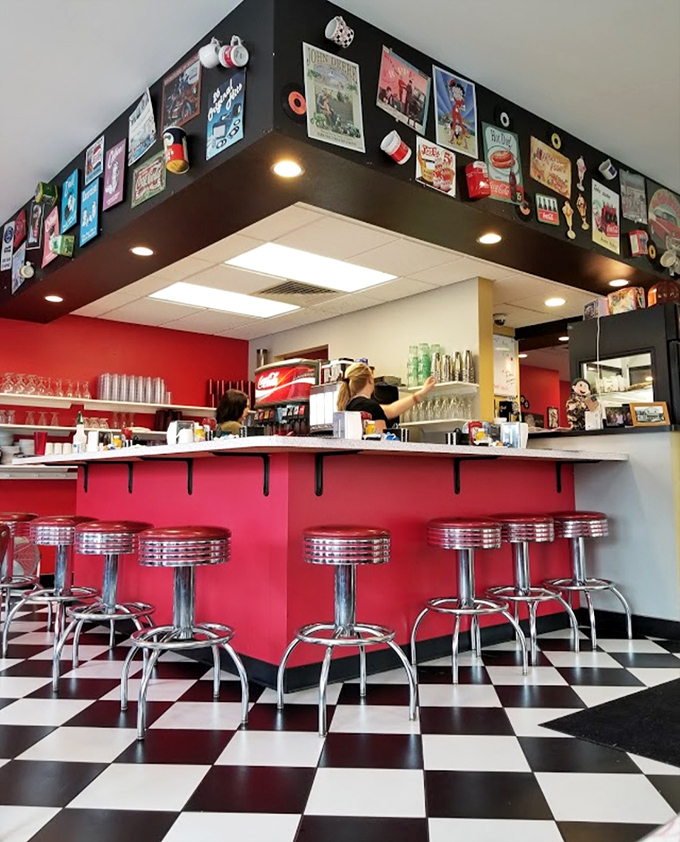 The counter where breakfast dreams come true. Those chrome stools have supported generations of Wisconsin diners waiting for their pancake fix.