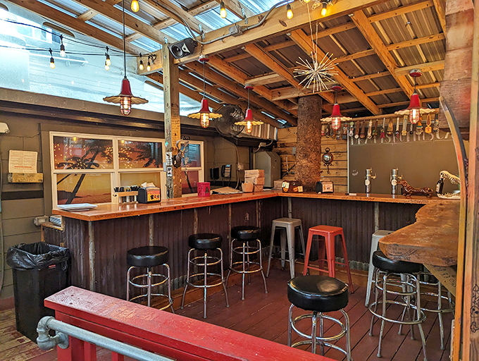 A bar area that feels like the coolest treehouse ever built, just swap the juice boxes for craft beer.