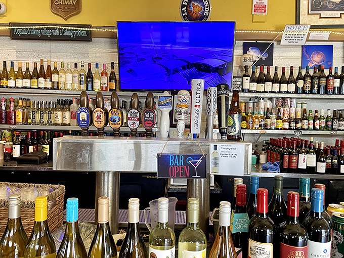 A bar stocked not to impress cocktail snobs, but to provide exactly what you want while watching the game and waiting for your cioppino.