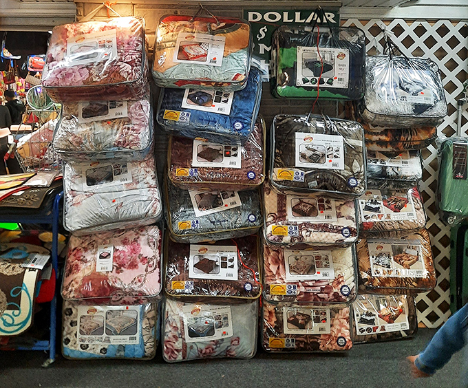 Bedding bargains stacked like colorful layer cakes. Nothing says "adulting" quite like getting genuinely excited about thread counts and matching pillow shams.