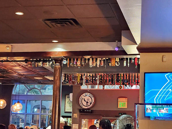 A tap wall that reads like a who's who of craft brewing, each handle promising a different journey for your taste buds.