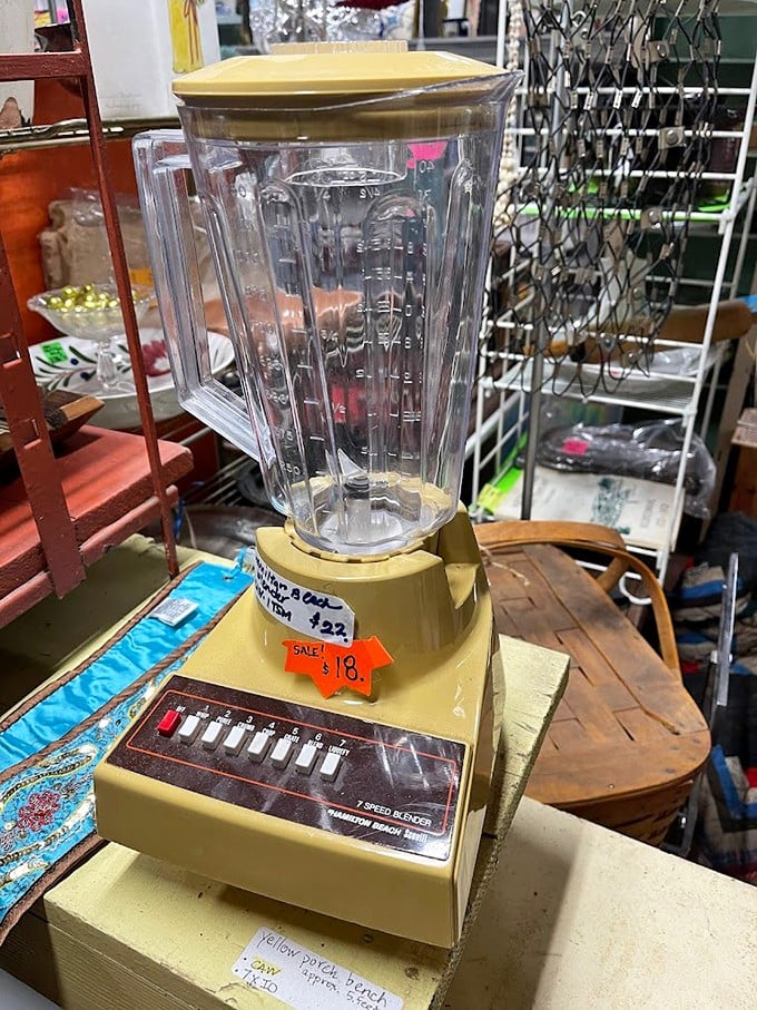 A harvest gold blender that whipped up countless milkshakes in its heyday. Still looking stylish after all these years.