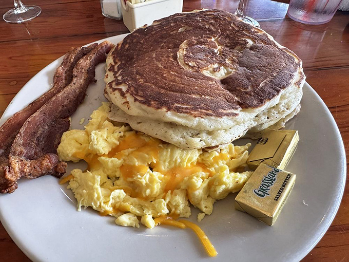 A breakfast platter that proves everything really is bigger in Texas, including the morning satisfaction levels. 
