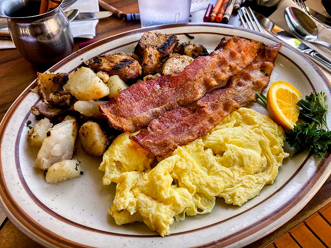 The breakfast platter that answers the eternal question: "Why choose?" Eggs, bacon, and potatoes in perfect harmony&mdash;like the Beatles of breakfast.