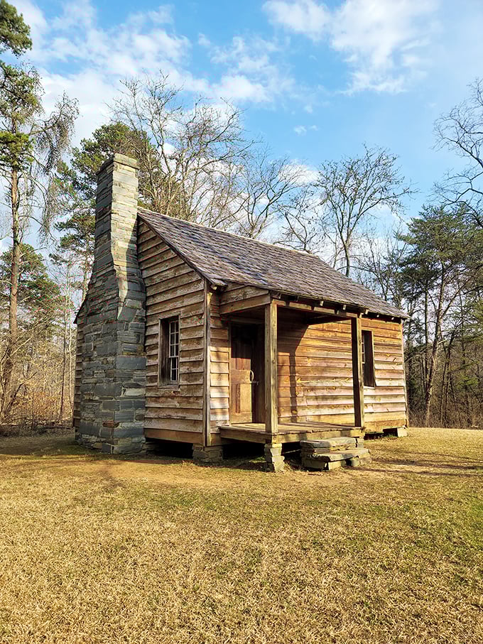 This historic cabin whispers stories of frontier life, when "open concept" meant one room and "central heating" was a fireplace.