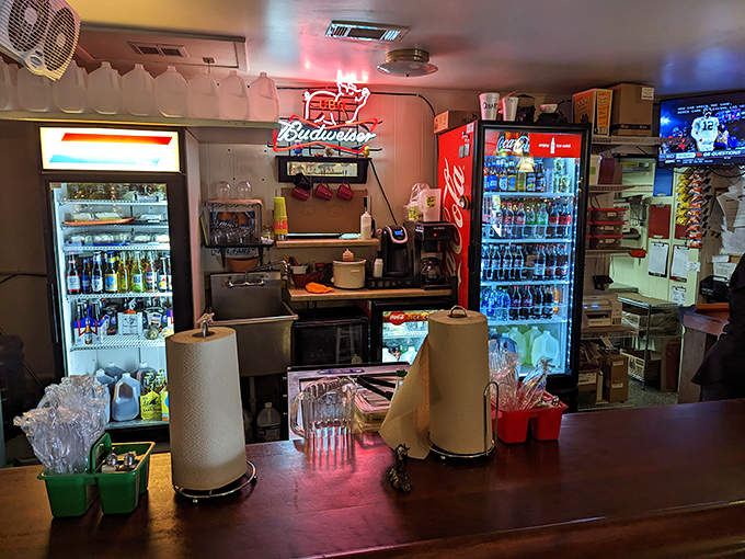Behind the counter where the magic happens. Like backstage at a rock concert, but the stars are beverages and the groupies are hungry customers.