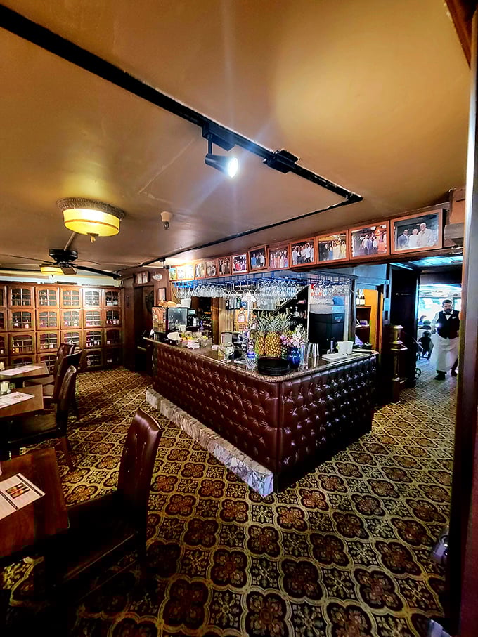 The bar area feels like it's been serving satisfied seafood lovers since before some menu items were swimming. History with a wine list.