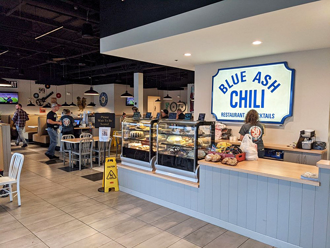 The counter area&mdash;where chili dreams are born and the staff orchestrates that beautiful dance between kitchen and hungry customers.
