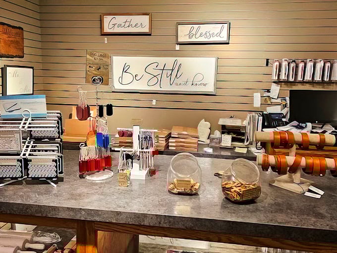 Simple words on the wall that remind you why we gather around tables in the first place: family, blessed, gather.