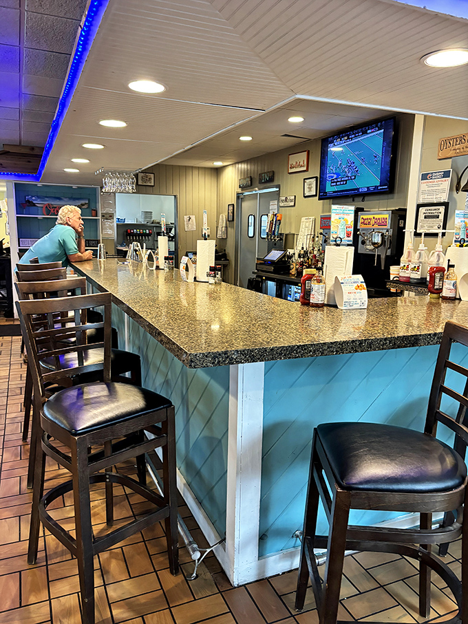 The bar area &ndash; where sports on TV and cold drinks create that perfect "I could stay here all afternoon" kind of vibe.