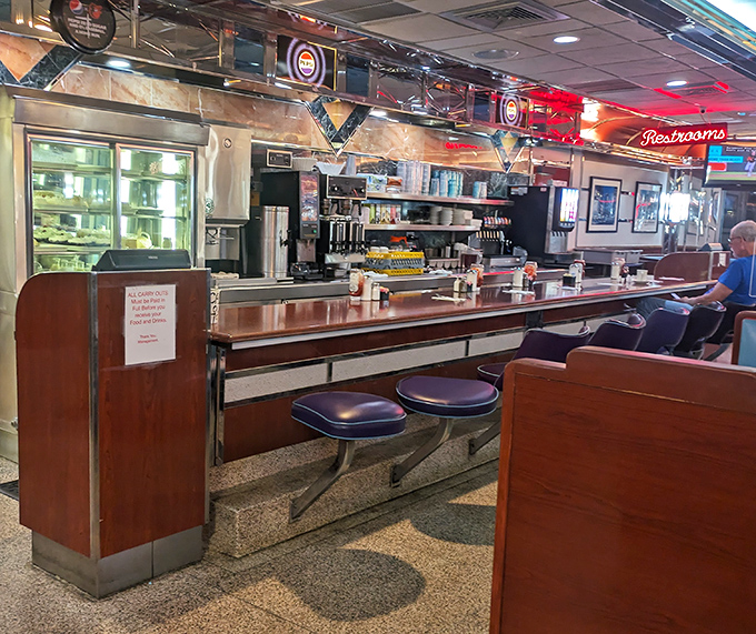 Counter seating: where solo diners become temporary members of the Broadway family and breakfast philosophies are exchanged like currency.