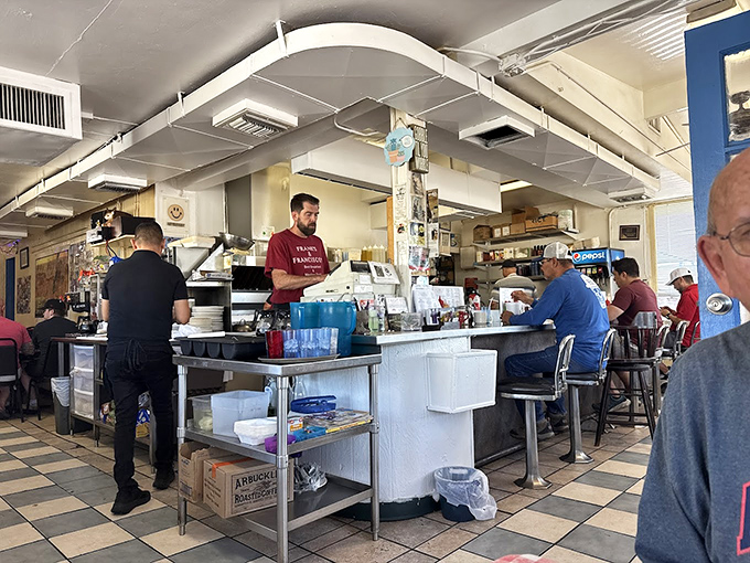 The heart of Frank's operation&mdash;where orders are called, coffee is poured, and morning miracles are dispatched with efficiency.