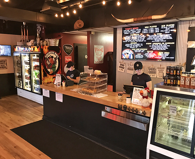 The counter where barbecue dreams come true, staffed by folks who understand the sacred responsibility of proper meat service.