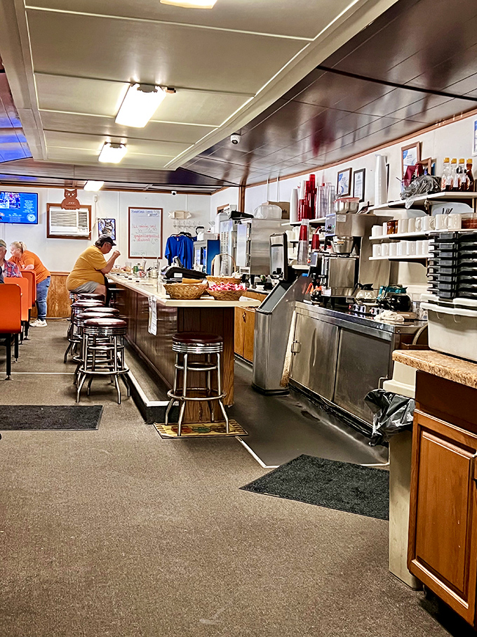 The counter seating &ndash; where solo diners become temporary family and the coffee refills flow like conversation. Diner magic happens here.