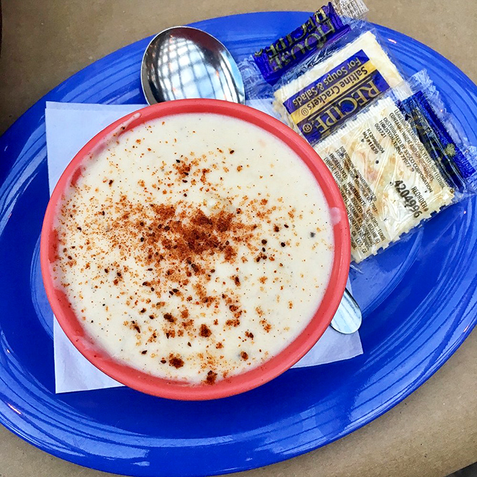 Cream of crab soup that's rich enough to be considered liquid gold, with just the right hint of sherry and Old Bay.