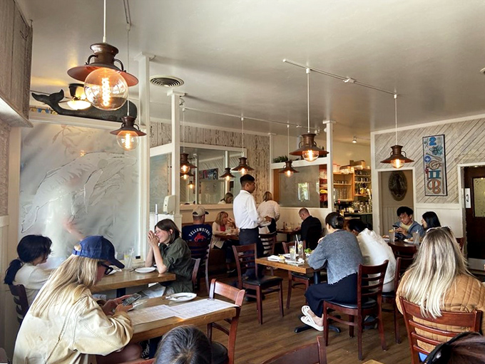 The dining room hums with the universal language of satisfaction&mdash;the quiet murmurs of people too busy enjoying food to talk much.