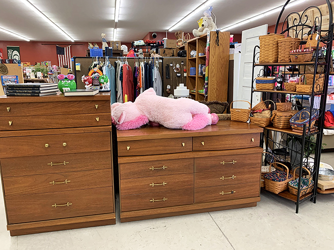 Solid wood craftsmanship that puts today's particle board to shame. That pink stuffed animal is just taking a nap before finding its forever home.